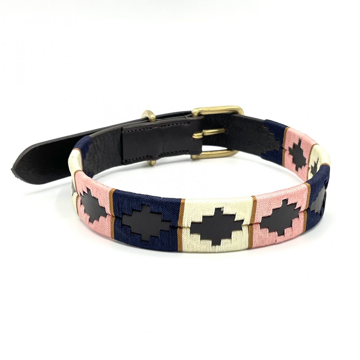 Navy / pink / cream polo dog collar – Equilux Equestrian